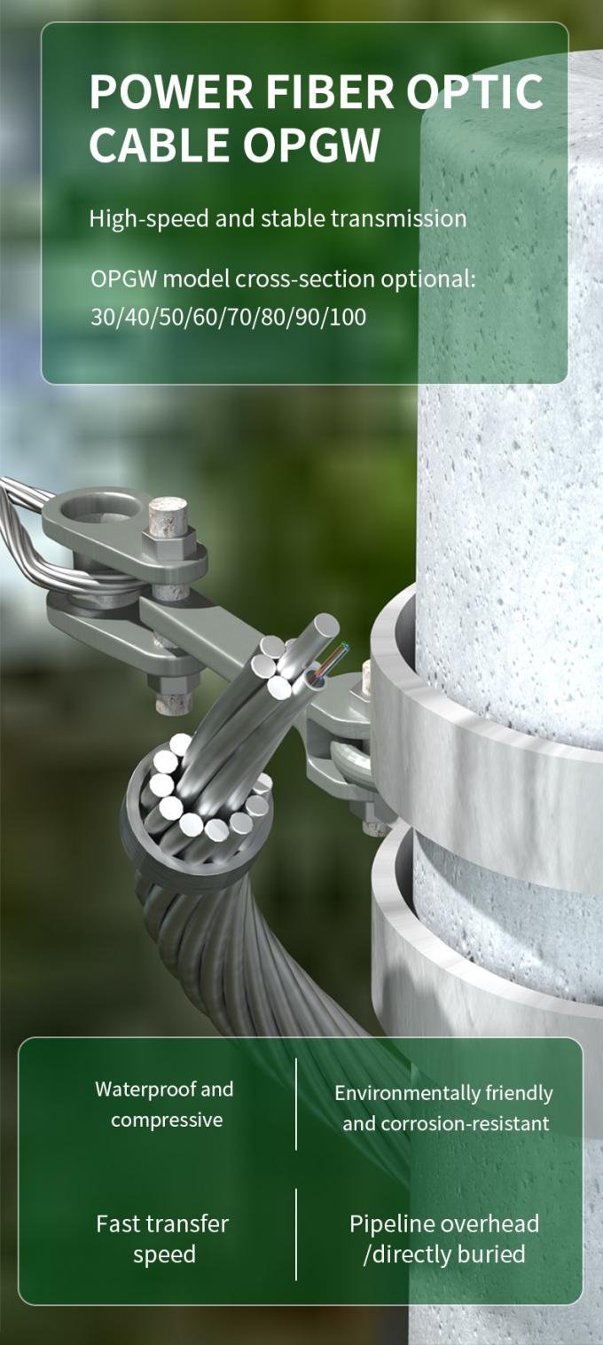 12 Core Aerial OPGW OPPC Armoured Fiber Optic Cable G652D G655 5km 3km 2km
