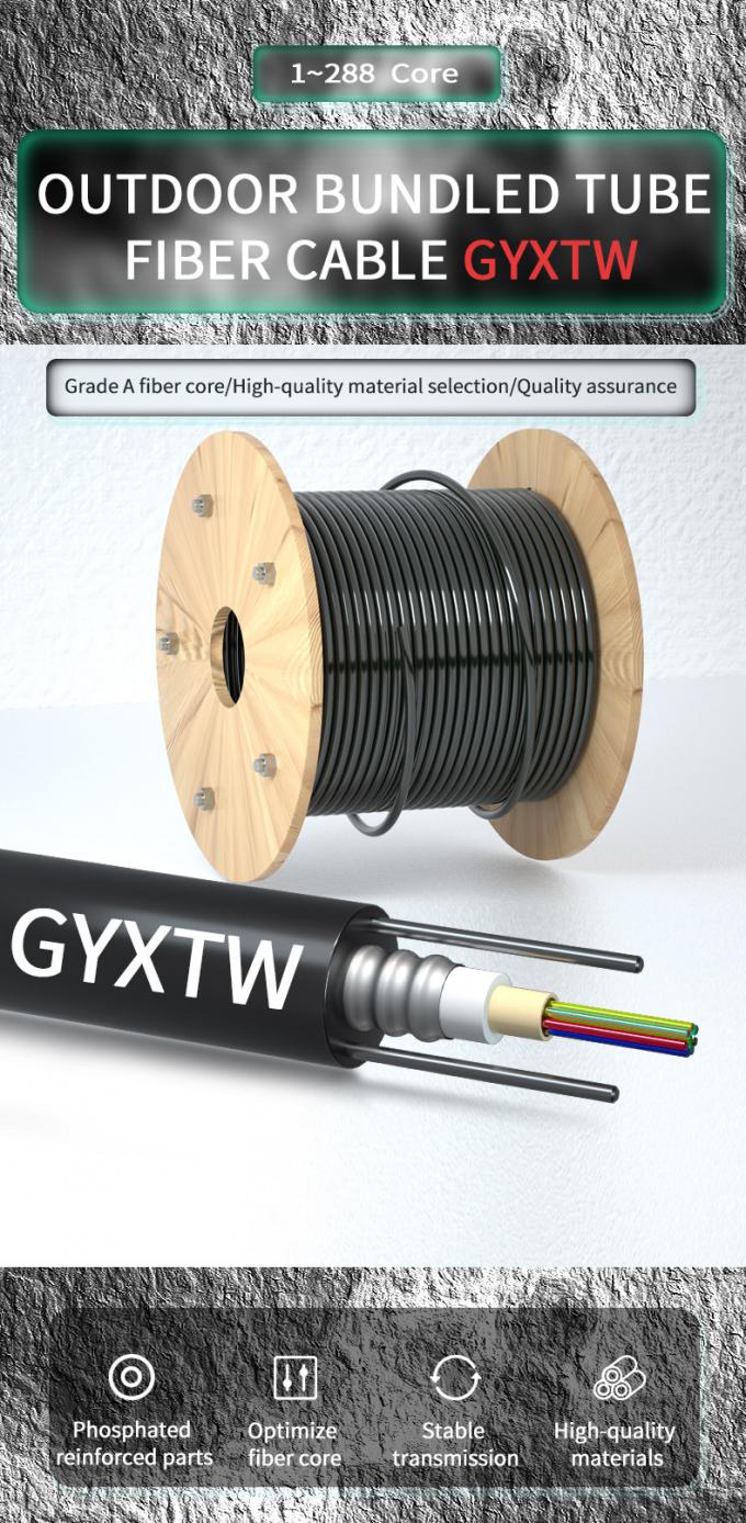 Fiber Optic Cable GYXTW G657A G652D Armoured Outdoor Single Mode OS2 4 ...