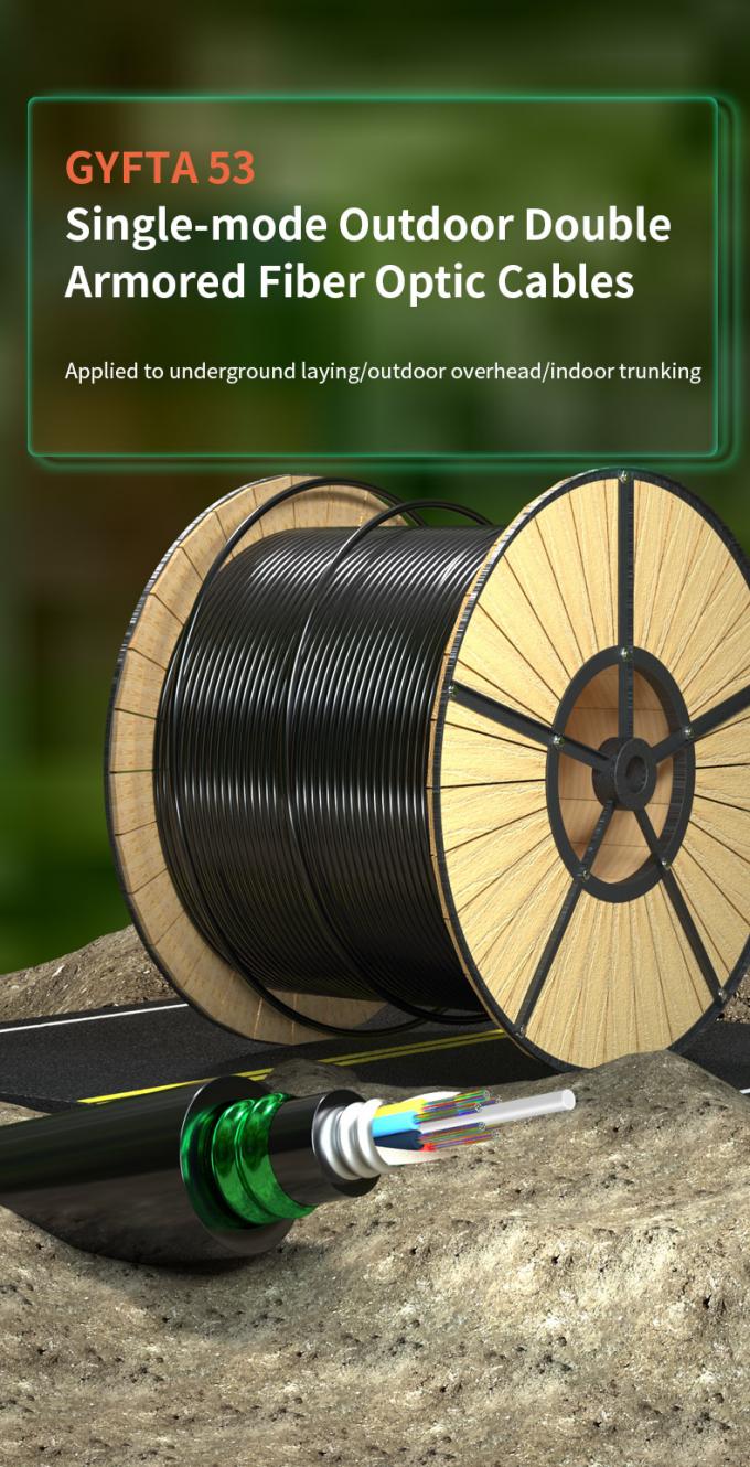 Outdoor 12 Core Armoured Fiber Optic Cable GYFTA53 Armored Optical Cable